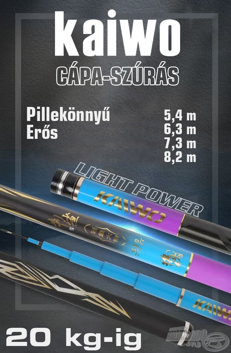 KAIWO Cápa-szúrás 6,3 m LE - pillekönnyű és erős spiccbot maximum 20 kg ...